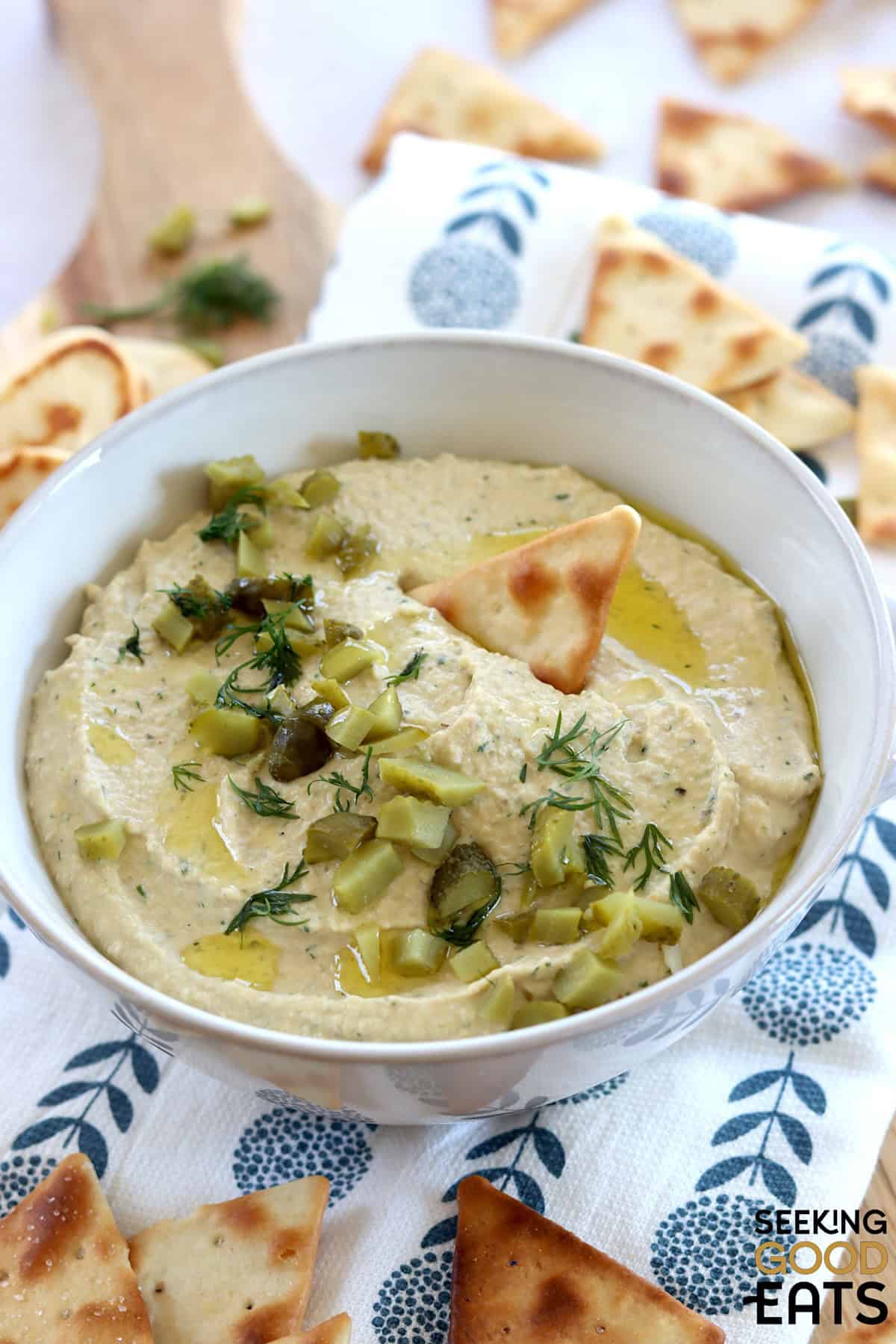 Homemade Dill Pickle Hummus Recipe | Seeking Good Eats